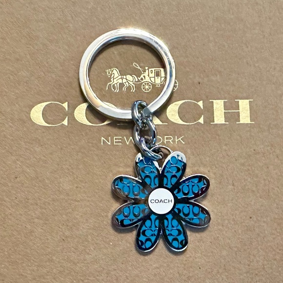 Coach | Accessories | Coach Blue White Enamel Signature Daisy Keychain ...
